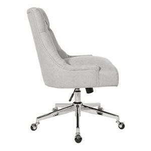 OSP Home Furnishings Amelia Plush Office Chair with Classic Back Button Tufting and Chrome Base, Linen