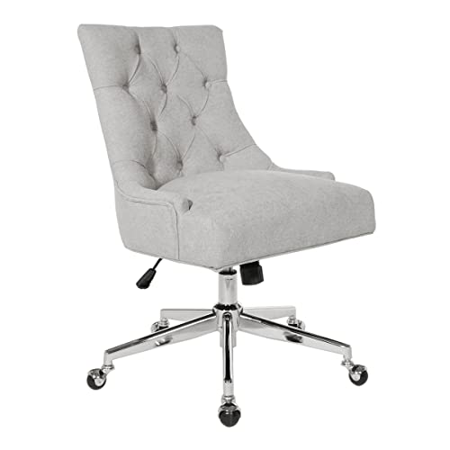 OSP Home Furnishings Amelia Plush Office Chair with Classic Back Button Tufting and Chrome Base, Linen