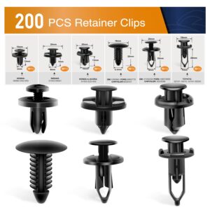 gooacc universal plastic fender clips,200 pcs push bumper fastener rivet clips with 6 size auto body retainer clips bumpers,car fender replacement for gm, ford & ch