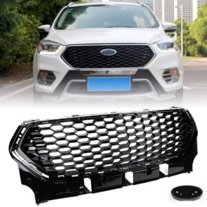 Dreamseek Front Bumper Grille for 2017 2018 2019 Ford Escape S SE SEL EcoBoost Titanium Honeycomb Mesh Sport Grill Glossy Black ST-Line Style