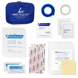 stop bleeding quick kit - first-aid with allaquix stop bleeding gauze (blood clotting bandage) (deluxe)…