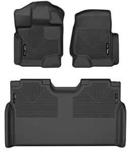 husky liners - weatherbeater | fits 2015 - 2024 ford f-150 supercrew (includes 22 - 24 lightning models) w/o fold flat storage - front & 2nd row liner - black, 3 pcs. | 94041