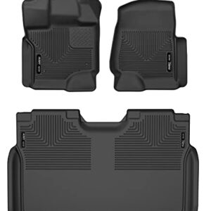 Husky Liners - Weatherbeater | Fits 2015 - 2024 Ford F-150 SuperCrew (includes 22 - 24 Lightning Models) w/o Fold Flat Storage - Front & 2nd Row Liner - Black, 3 pcs. | 94041