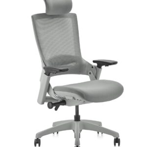 CLATINA Ergonomic High Swivel Executive Chair with Adjustable Height Head 3D Arm Rest Lumbar Support and Upholstered Back for Home Office Gray Mesh/High Back