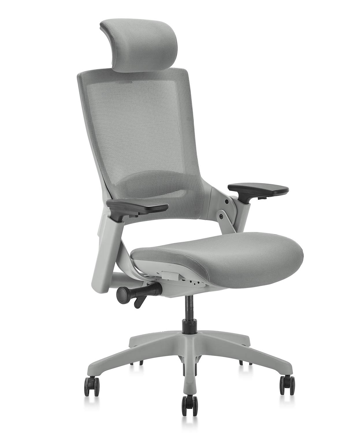 CLATINA Ergonomic High Swivel Executive Chair with Adjustable Height Head 3D Arm Rest Lumbar Support and Upholstered Back for Home Office Gray Mesh/High Back