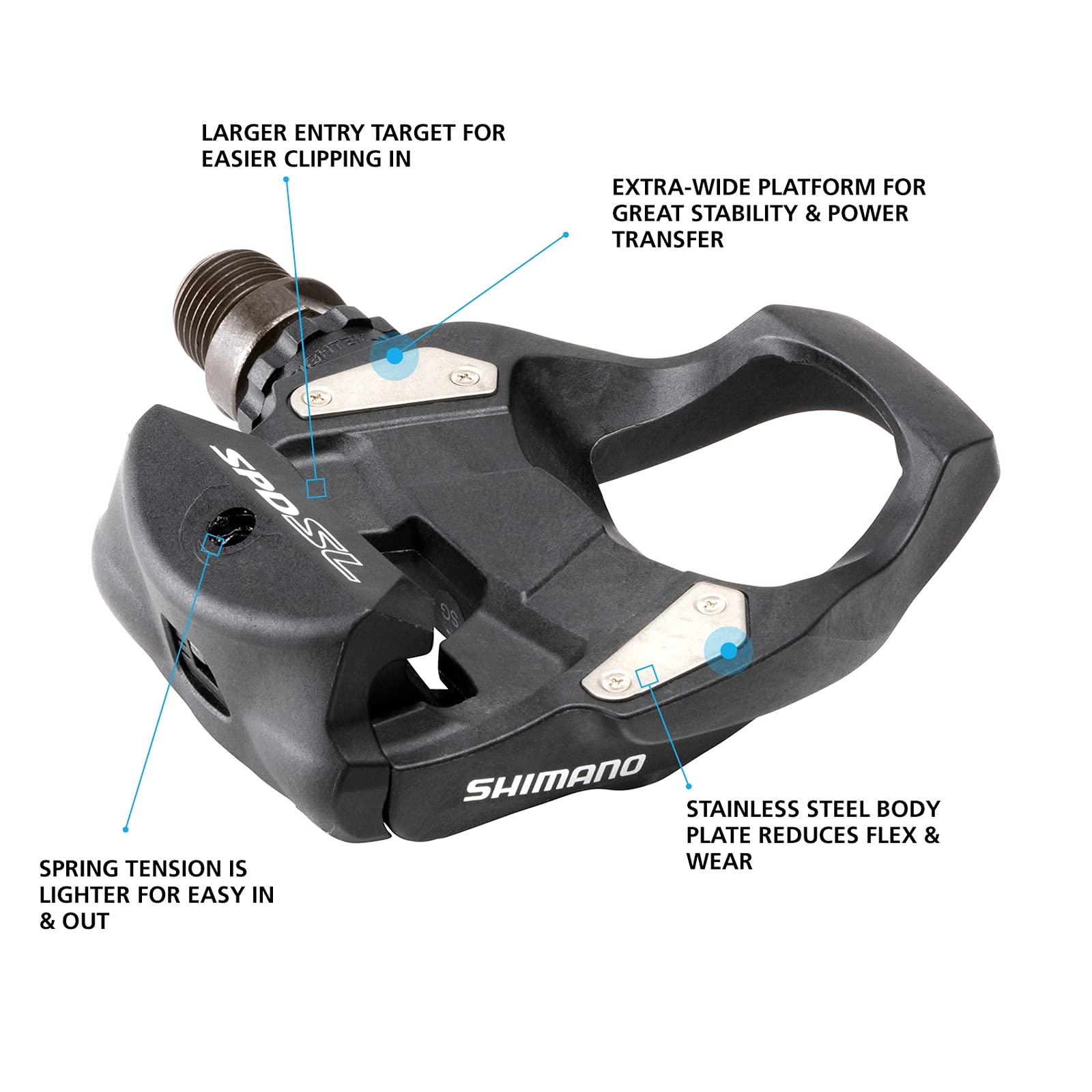 SHIMANO Unisex – Adult's PD-RS500 SPD-SL Road Bike Pedal Black