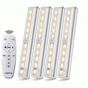 ldopto under cabinet lights wireless with remote control dimmable battery operated led closet lights stick-on kitchen lighting with timer for kitchen shelf hallway stairs, multiple colors 4 pack