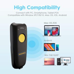 NADAMOO Wireless 2D Barcode Scanner Compatible with Bluetooth, 2.4G Wireless & USB Wired Connection, Portable Bar Code Scanner for Inventory Library CMOS Image Reader for Tablet PC, Read 1D 2D QR Code