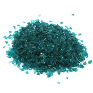 alan stone high luster reflective fire glass gravel,fire gems,fire drops,fire glass pebbles stones beads chips for fire pit fish tank aquarium garden,3-6mm 435g/0.95lb (turquoise)