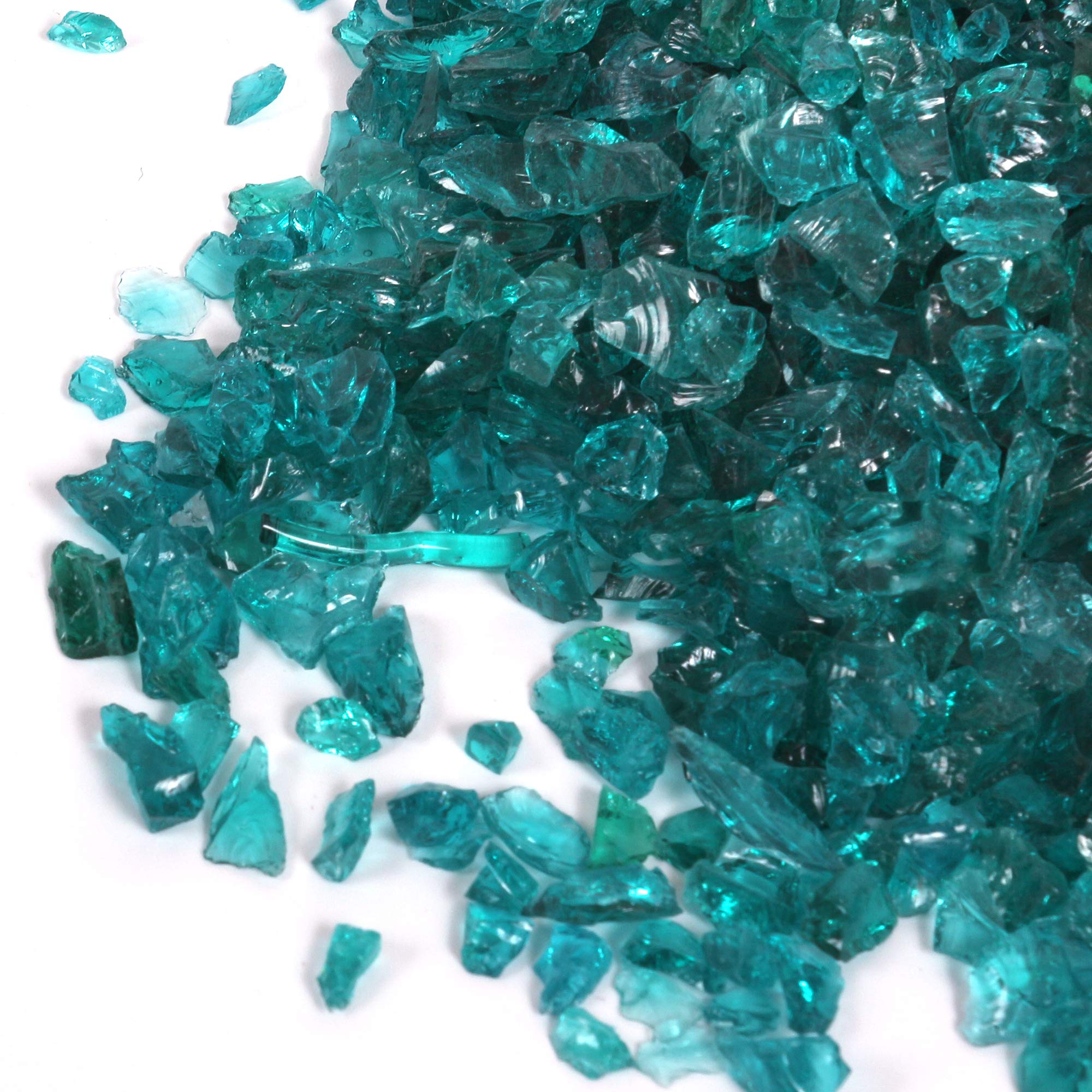 Alan Stone High Luster Reflective Fire Glass Gravel,Fire Gems,Fire Drops,Fire Glass Pebbles Stones Beads Chips for Fire Pit Fish Tank Aquarium Garden,3-6mm 435g/0.95lb (Turquoise)