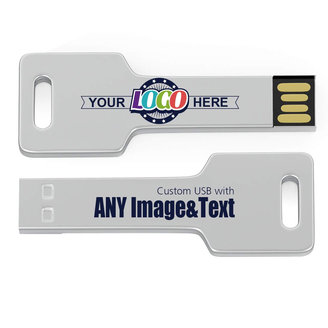 MEINAMI Customized Key Shape USB Flash Drive Thumb Drive Personalized Metal Memory Stick 4GB 100 Pack