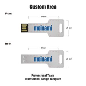 MEINAMI Customized Key Shape USB Flash Drive Thumb Drive Personalized Metal Memory Stick 4GB 100 Pack