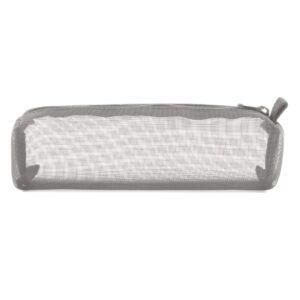 muji gray nylon mesh pen case square see through easily take out pens size (7"x 2"x 2")