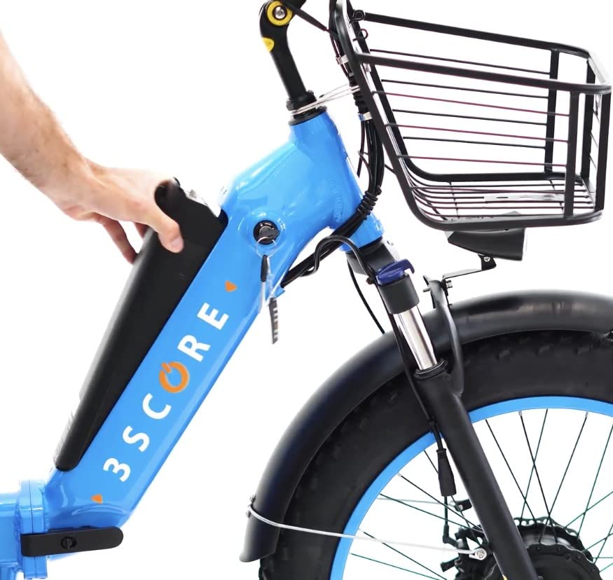 3SCORE Electric Fat Trike 750W Motor and 48V Lithium Rechargeable Battery - Etrike 24 Inch Fat Tire - Foldable Electric Cruiser Tricycle (Electric Blue, Fat Tire Etrike)