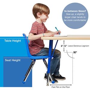 Factory Direct Partners 10355-RD 10" School Stack Chair, Stacking Student Seat with Chromed Steel Legs and Ball Glides for in-Home Learning or Classroom - Red (6-Pack)