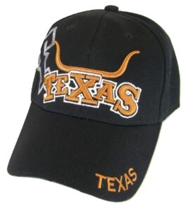 texas longhorn & state flag adjustable baseball cap (black)