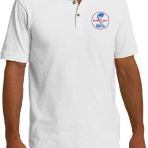 Ford Shelby Blue and Red Logo Pocket Print Pique Polo, White XL