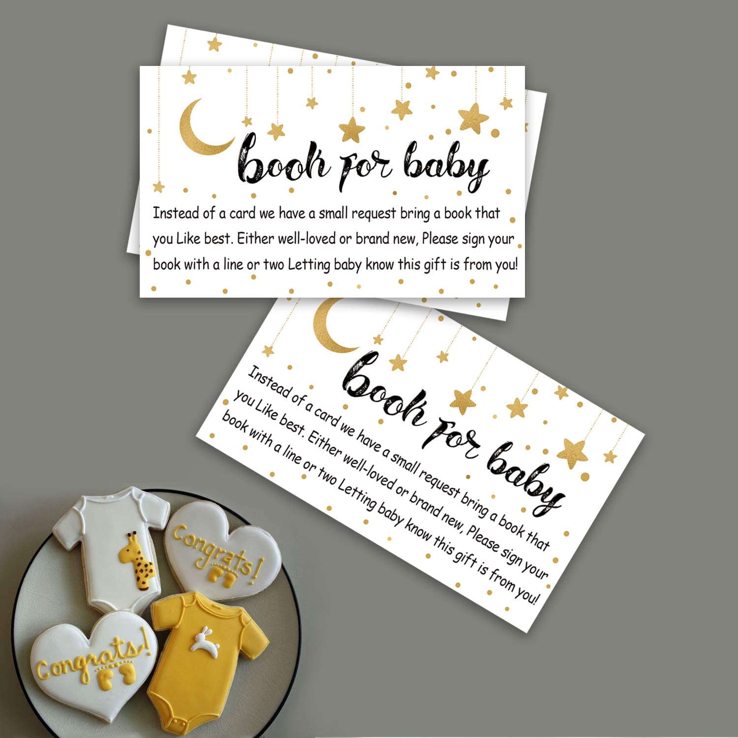 Books for Baby Shower Request Cards (50 Pack), Baby Shower Invitation Inserts.