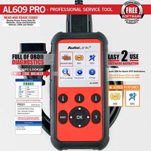 Autel AutoLink AL609P OBD2 Scanner Diagnostic Tool with ABS SRS, Turn Off Check Engine Light (MIL) & ABS/SRS Warning Light, Reset Monitors, AutoVIN, Live Data, DTC-Lookup, AL619 AL519 AL319 Upgrade