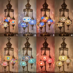 DEMMEX (16 Colors) 2020-3 Big Globes Magnificent Handmade Turkish Moroccan Mosaic Tiffany Table Desk Bedside Lamp Lampshade Night Accent Mood Light for North American Use, 31" Height (Customizable)