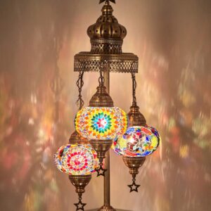 DEMMEX (16 Colors) 2020-3 Big Globes Magnificent Handmade Turkish Moroccan Mosaic Tiffany Table Desk Bedside Lamp Lampshade Night Accent Mood Light for North American Use, 31" Height (Customizable)