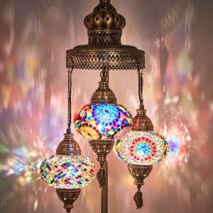 DEMMEX (16 Colors) 2020-3 Big Globes Magnificent Handmade Turkish Moroccan Mosaic Tiffany Table Desk Bedside Lamp Lampshade Night Accent Mood Light for North American Use, 31" Height (Customizable)