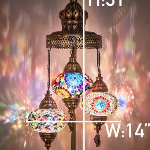 DEMMEX (16 Colors) 2020-3 Big Globes Magnificent Handmade Turkish Moroccan Mosaic Tiffany Table Desk Bedside Lamp Lampshade Night Accent Mood Light for North American Use, 31" Height (Customizable)