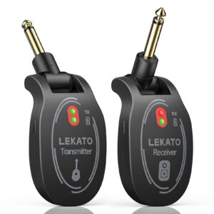 lekato wireless guitar system rechargeable uhf wireless transmitter receiver 4 channel for electric guitar bass, low latency guitar wireless system (l6)