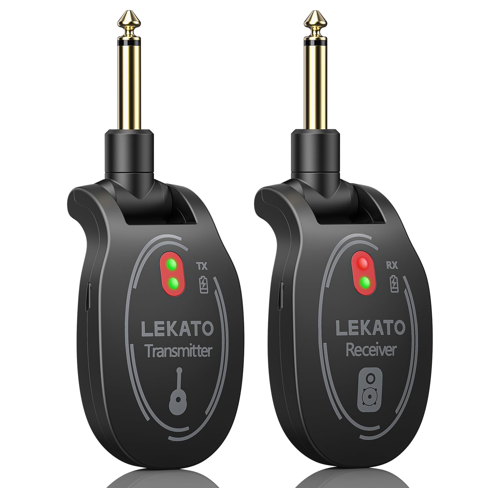 LEKATO Wireless Guitar System Rechargeable UHF Wireless Transmitter Receiver 4 Channel for Electric Guitar Bass, Low Latency Guitar Wireless System (L6)