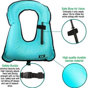 WACOOL Inflatable Snorkel Diving Swimming Scuba Vest Jacket for Adult Youth Kids (Kids, Sky Blue)