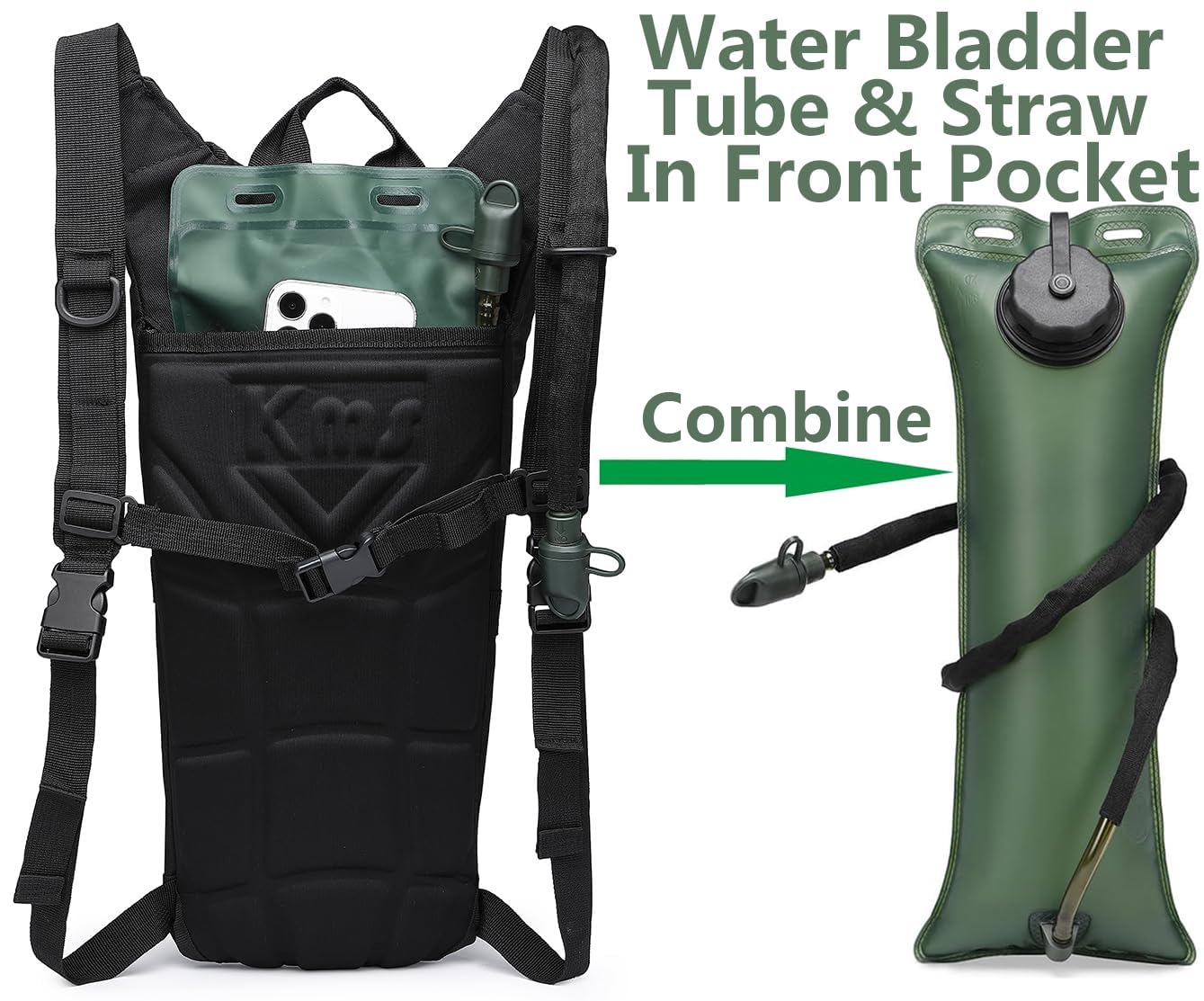 ATBP Tactical Hydration Pack 3L Water Bladder Backpack Lightweight Water Storage Reservoir Bag Daypack for Running Hiking Cycling Biking