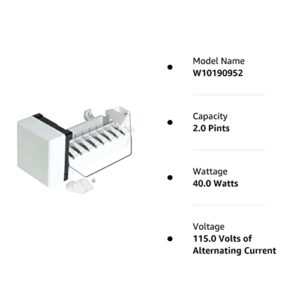 Edgewater Parts W10190952 Ice Maker Compatible with Whirlpool Refrigerator