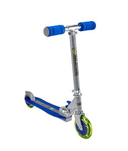 curve actscot-488cv-blu kids scooter w/light up wheel and plastic deck, easy fold-n-carry design, ultra-lightweight, portable folding design comfortable & safe durable & easy to ride, blue