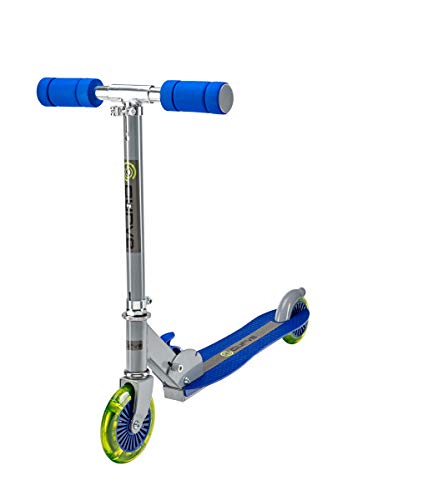 Curve ACTSCOT-488CV-BLU Kids Scooter W/Light Up Wheel and Plastic Deck, Easy Fold-N-Carry Design, Ultra-Lightweight, Portable Folding Design Comfortable & Safe Durable & Easy to Ride, Blue