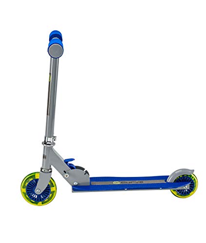 Curve ACTSCOT-488CV-BLU Kids Scooter W/Light Up Wheel and Plastic Deck, Easy Fold-N-Carry Design, Ultra-Lightweight, Portable Folding Design Comfortable & Safe Durable & Easy to Ride, Blue