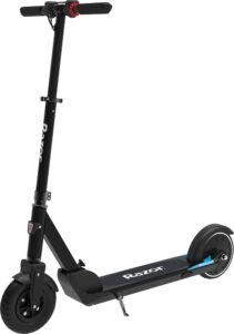 razor e prime air adult electric scooter - up to 15 mph, 8" air filled front tire, rear wheel drive, 250w brushless hub motor, lightweight aluminum frame, anti-rattle system, foldable