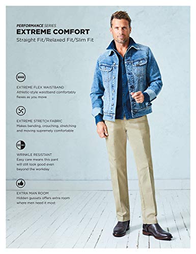 Lee Men's Extreme Motion Flat Front Regular Straight Pant Tea Leaf 33W x 30L