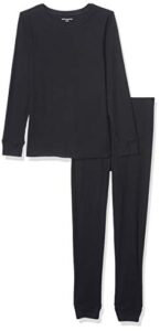 amazon essentials women's waffle snug fit pajama set, black, small