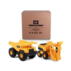 CAT Construction Toys Construction Tough Rigs 15" Dump Truck & Excavator Set Toys 2 Pack Ages 3+ | Kid Powered Caterpillar Vehicle Set | Indoor or Ourdor Play | No Batteries Required