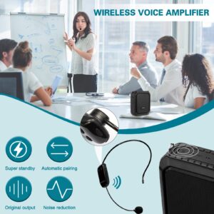 Voice Amplifier Wireless for Teachers, 18W Personal PA System Ultra-Portable Megaphone with Wireless Microphone Headset, IPX5 Waterproof 5.0 Bluetooth Voice Amplifier Speaker - Indoor & Outdoor