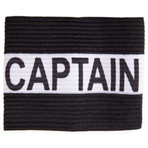 crown sporting goods captain armband | youth team sports athletic accessory | one-size elastic player band for school, playground, recreational, indoor & outdoor, soccer & basketball (black)