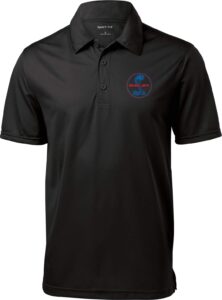 ford shelby blue and red logo pocket print textured polo, black xl