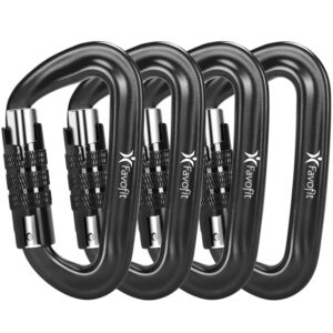 locking carabiner clips heavy duty - favofit 12kn (2697 lbs) strong caribiniers for hammock - ultralight d-ring carbineers for outdoor camping hiking backpacking keychain dog leash (twistlock)