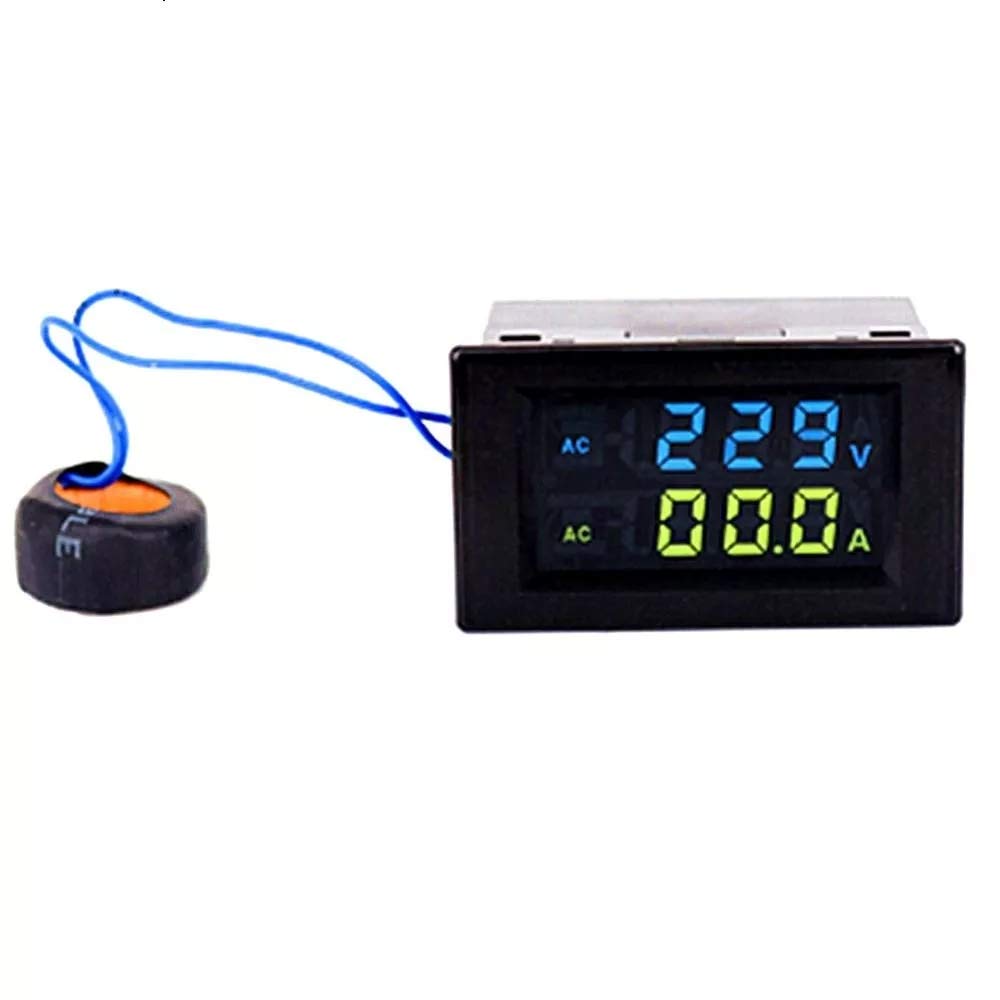 LCD Voltmeter, D85-2042A Double Digital Display LCD Voltmeter Ammeter AC80-500V Voltage Meter Current Meter Tester