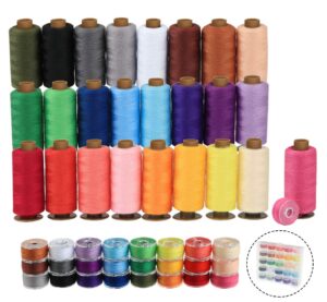 ilauke 50pcs bobbins sewing threads kit, 400 yards per polyester thread spools, prewound bobbin with case for brother singer janome machine, 25 colors