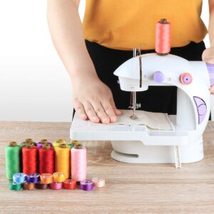 ilauke 50Pcs Bobbins Sewing Threads Kit, 400 Yards per Polyester Thread Spools, Prewound Bobbin with Case for Brother Singer Janome Machine, 25 Colors