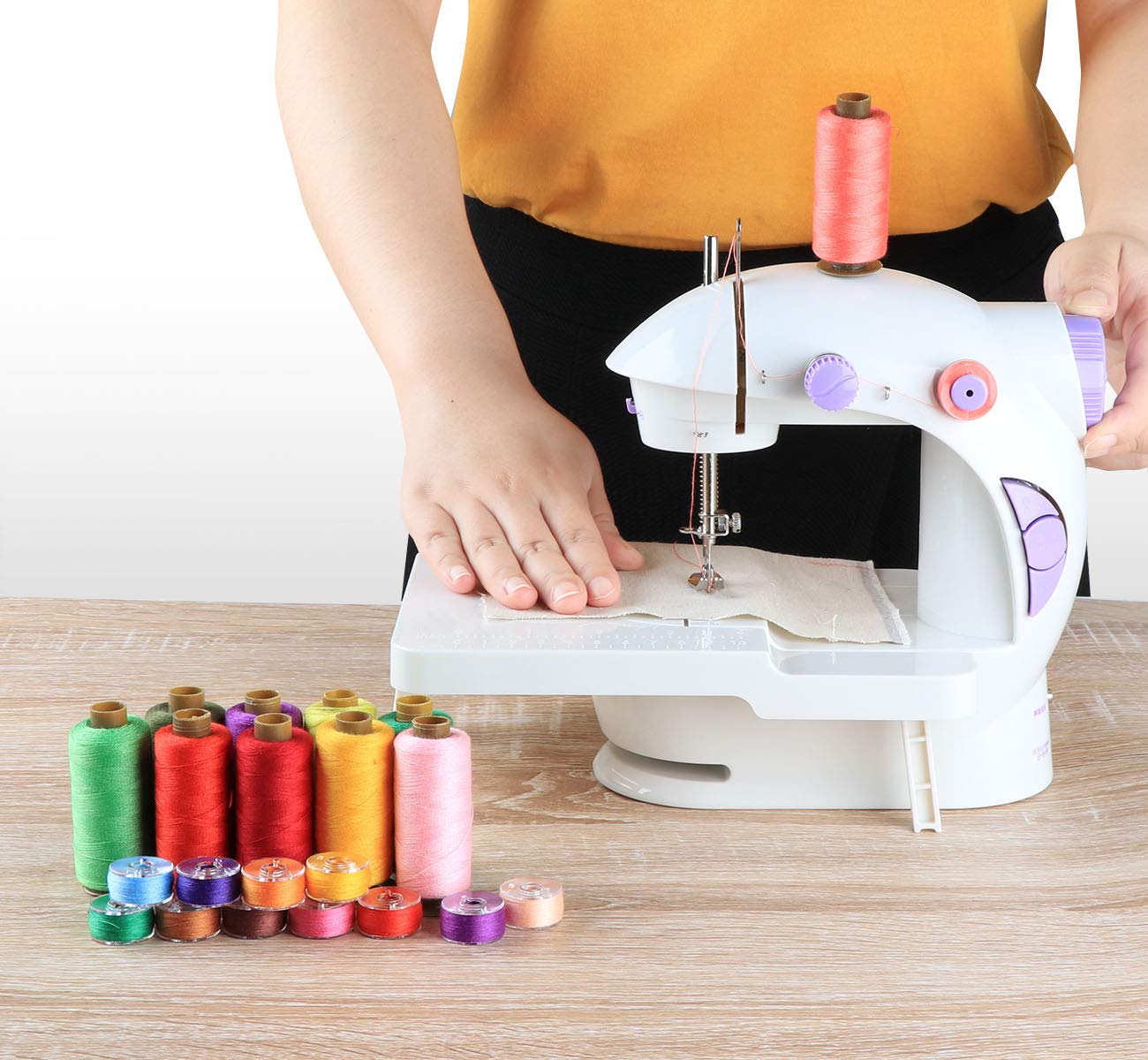 ilauke 50Pcs Bobbins Sewing Threads Kit, 400 Yards per Polyester Thread Spools, Prewound Bobbin with Case for Brother Singer Janome Machine, 25 Colors