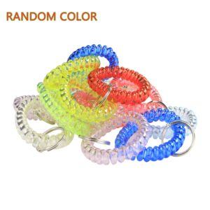 BIHRTC Pack Of 5 Colorful Spring Spiral Coil Keychain Coil Bracelets Stretchy Keychain Key Chain Bracelet Wrist Coil Key Chain Wrist Band Key Ring Wrist Key Holder Keychain Wrist Random Color