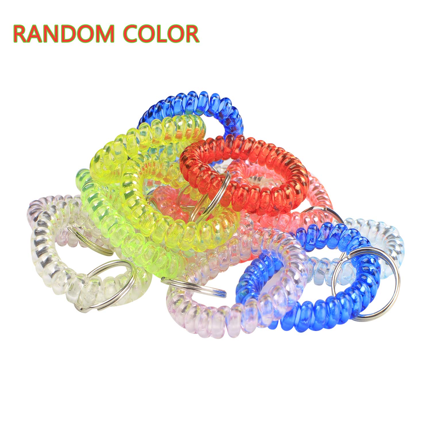 BIHRTC Pack Of 5 Colorful Spring Spiral Coil Keychain Coil Bracelets Stretchy Keychain Key Chain Bracelet Wrist Coil Key Chain Wrist Band Key Ring Wrist Key Holder Keychain Wrist Random Color