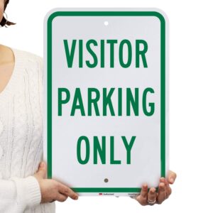 smartsign 18 x 12 inch basics “visitor parking only” metal sign, 120 mil aluminum composite, engineer grade reflective material, green and white